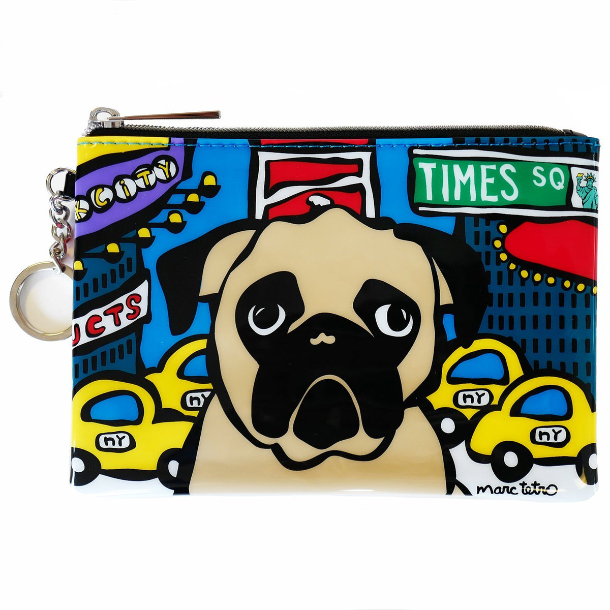 NYC Pug in Times Square Zip Pouch – P!Q Gifts